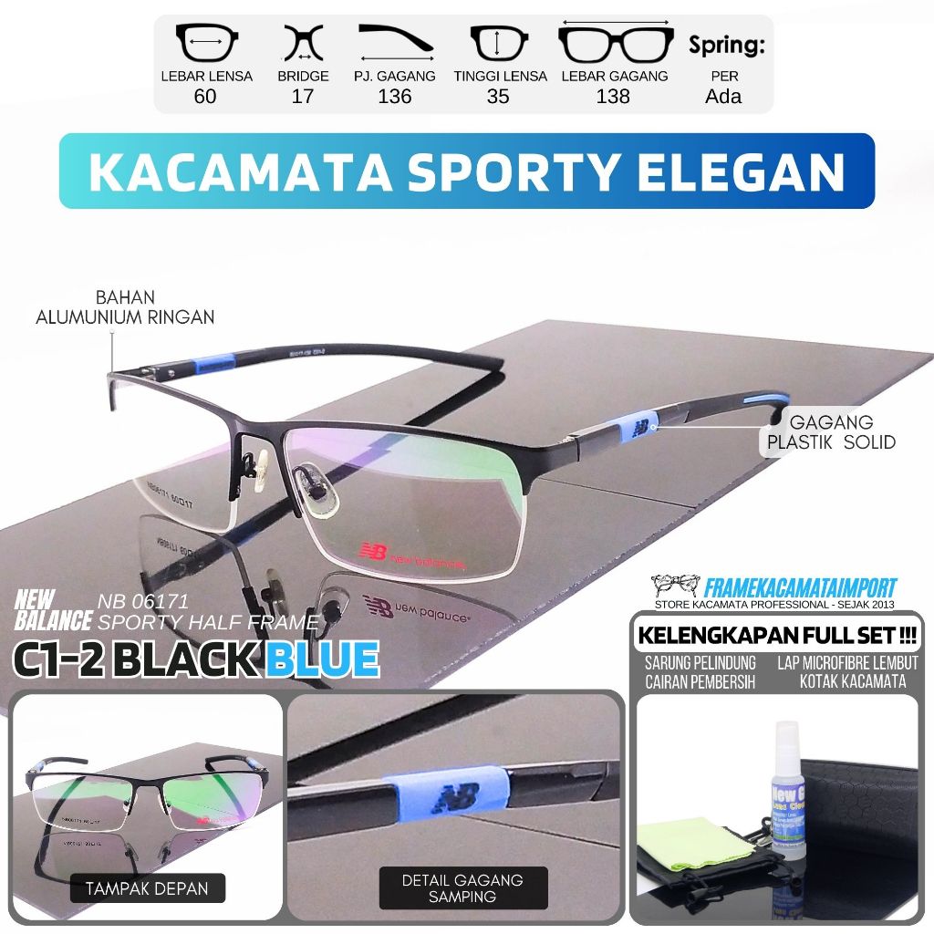 Jual Frame Kacamata Pria Metal Sporty Alumunium Kacamata Minus Elegant ...