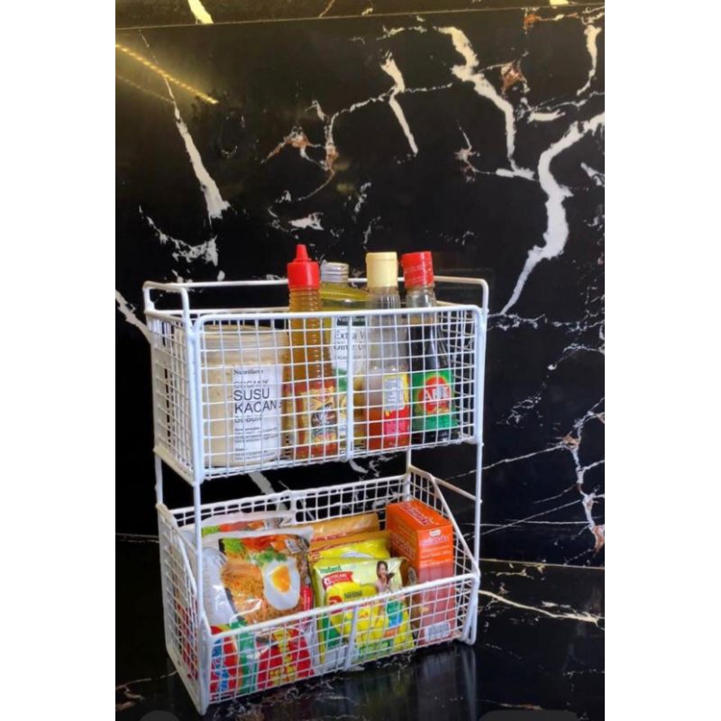 Jual Rak serbaguna FREE 2 perekat rak kekinian jaring susun 2 bahan ...