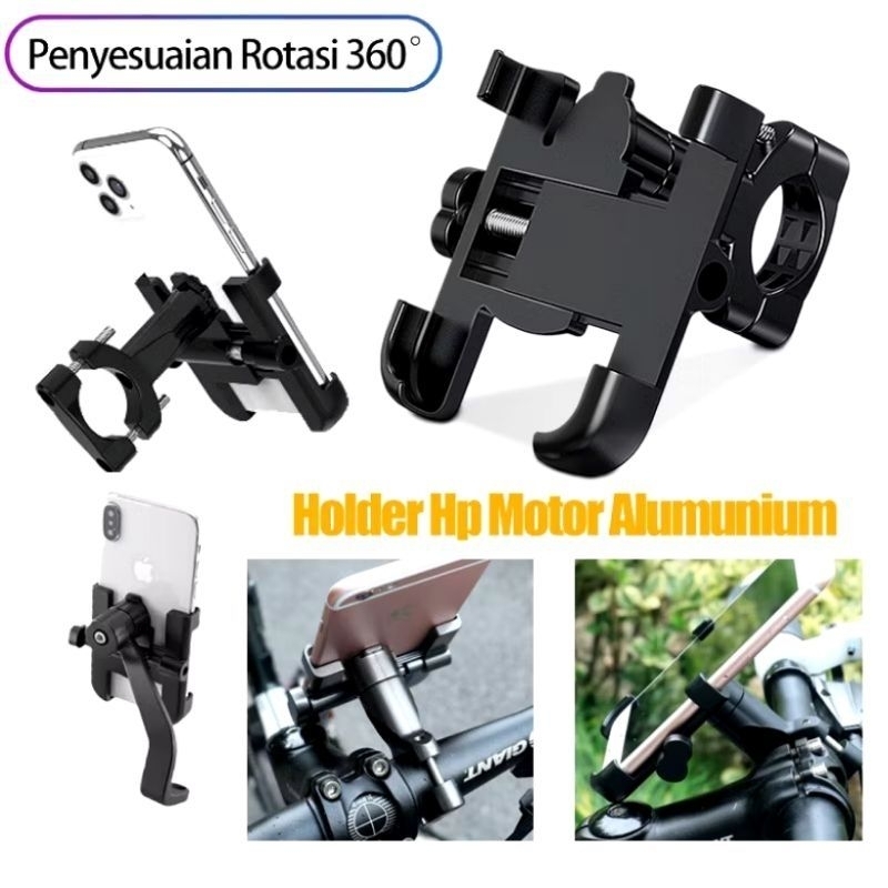Jual ALUMINIUM METAL PHONE HOLDER HP MOTOR HANDPHONE SPION STANG SEPEDA STAND HONDA | Shopee ...