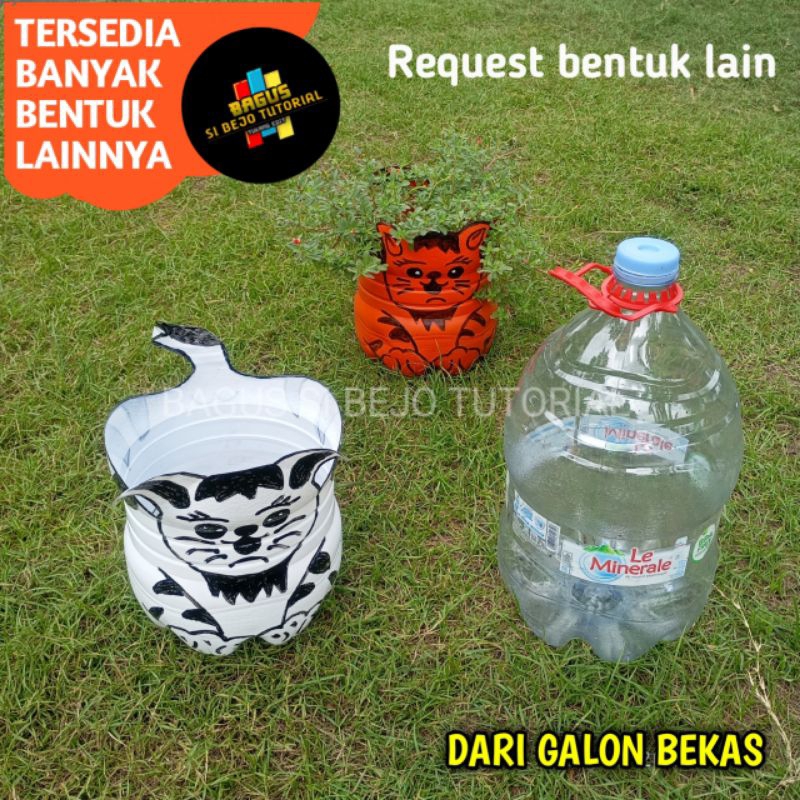 Jual POT DARI GALON LE MINERAL BENTUK KUCING REQUEST BENTUK | Shopee ...