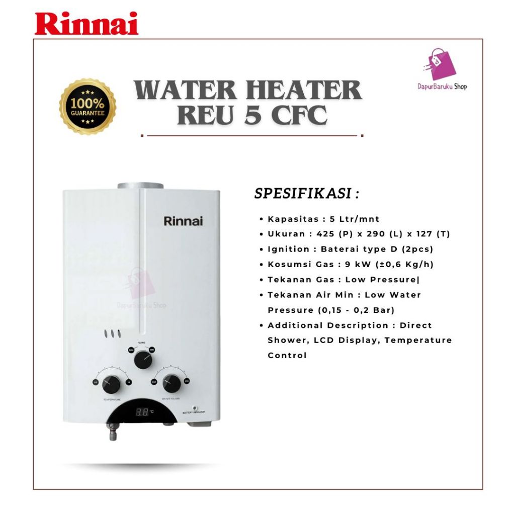 Jual Water Heater Gas RINNAI REU 5CFC | Shopee Indonesia