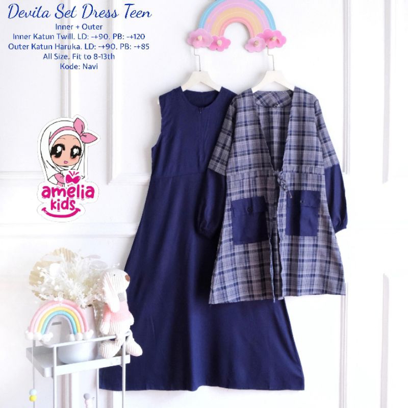 Jual [ 100% ORIGINAL AMELIA KIDS ] DEVITA SET DRESS TEEN // SETELAN DRESS DAN OUTER UNTUK ANAK ...