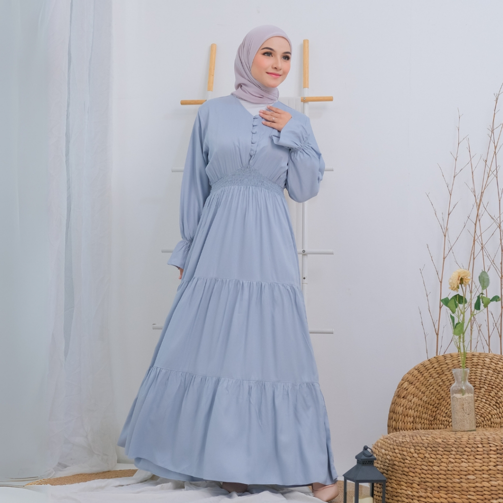 Jual Rataria - Korean Style Vanya Maxi Dress - Rayon Premium - Pinggang ...