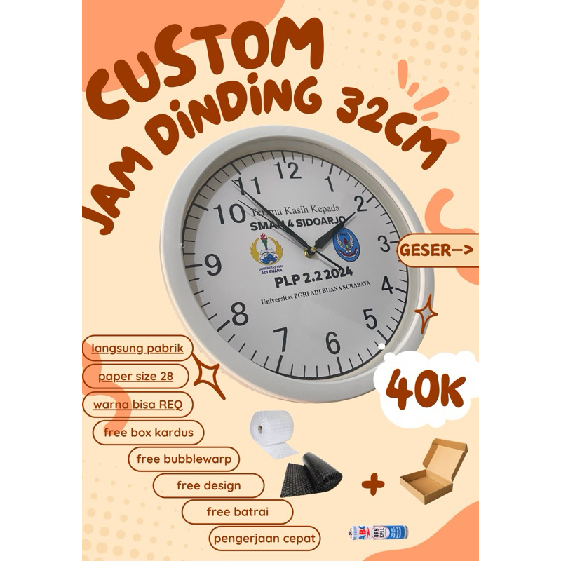 Jual JAM DINDING CUSTOM JUMBO.untuk sovenir/hadiah wisuda /ulang tahun ...