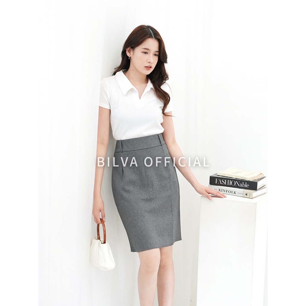 Jual Bilva - Rok Kerja Pendek Rok Span Kantor Mini Atas Lutut Belah ...