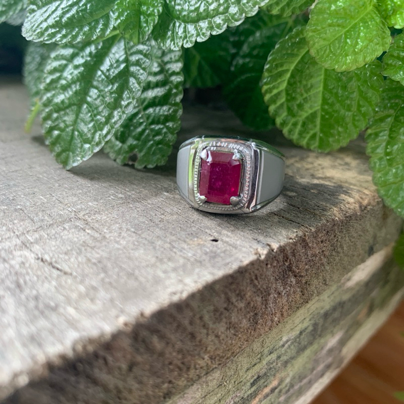 Jual Cincin Batu Natural Ruby Red Pigeon Blood Memo Ring Mone Doff Handmade Size 8,5 | Shopee ...