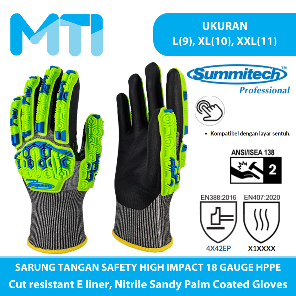 Jual SUMMITECH NI1812EP Sarung Tangan Safety Tahan Potong 18 Gauge HPPE ...