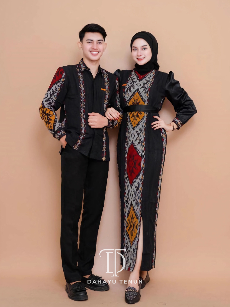 Jual Dahayu - Baju Kemeja Gamis Dress Etnik Tenun Couple Tenun Pasangan Pria Wanita Kondangan ...