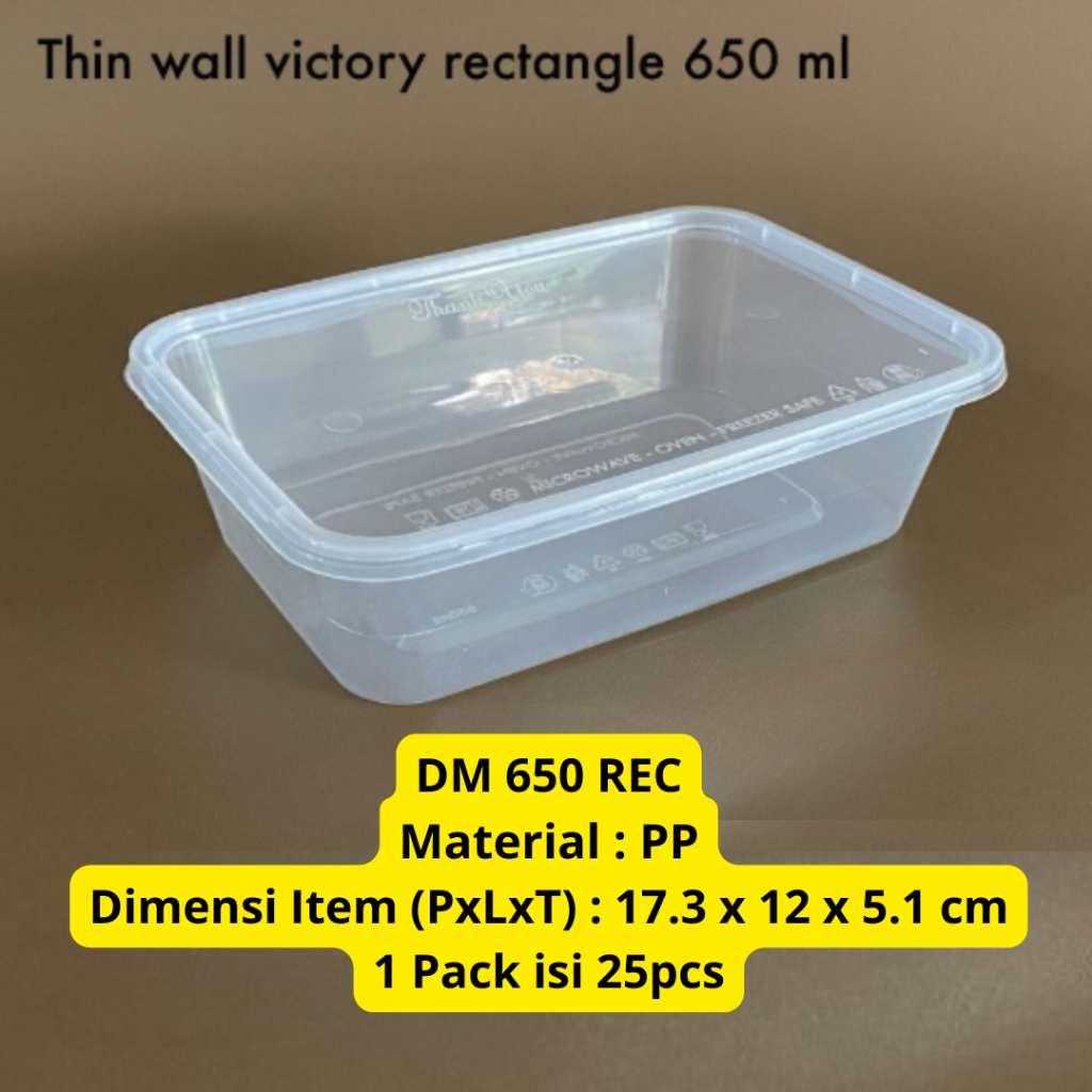 Jual Thinwall DM Rec 650ml Food Container Kotak Makan 600ml Kotak Makan ...