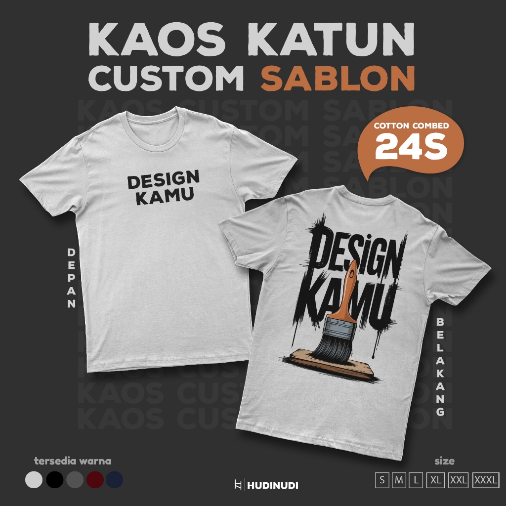 Jual Kaos Polos Custom Sablon Bahan Cotton Combed 24s (BISA SATUAN) | Shopee Indonesia