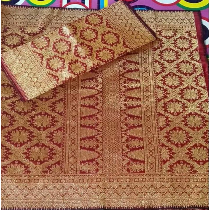 Jual SALEE 5 5 songket lepus maron gold / songket palembang asli tenun tangan | Shopee Indonesia