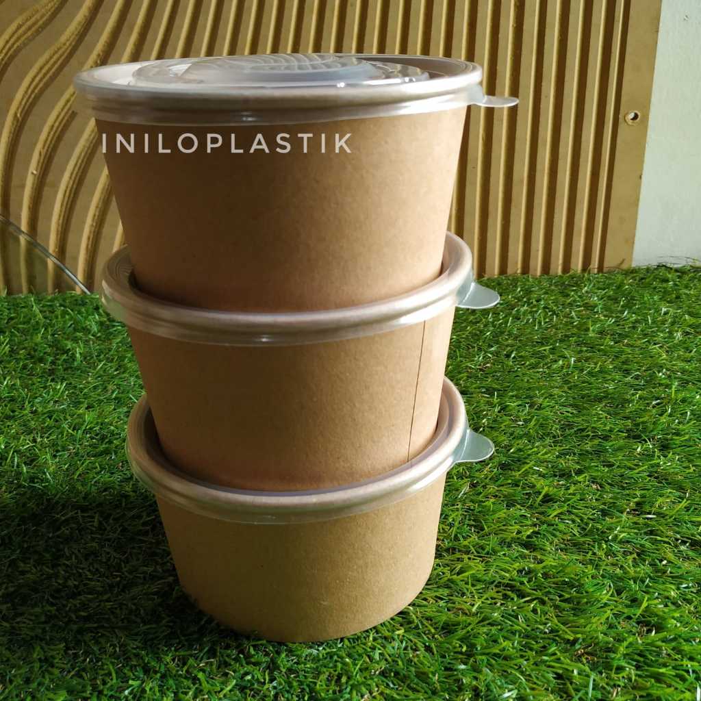 Jual Paper Bowl Brown Polos 650ml / Kraft Paper Bowl 650 ml Cokelat ...