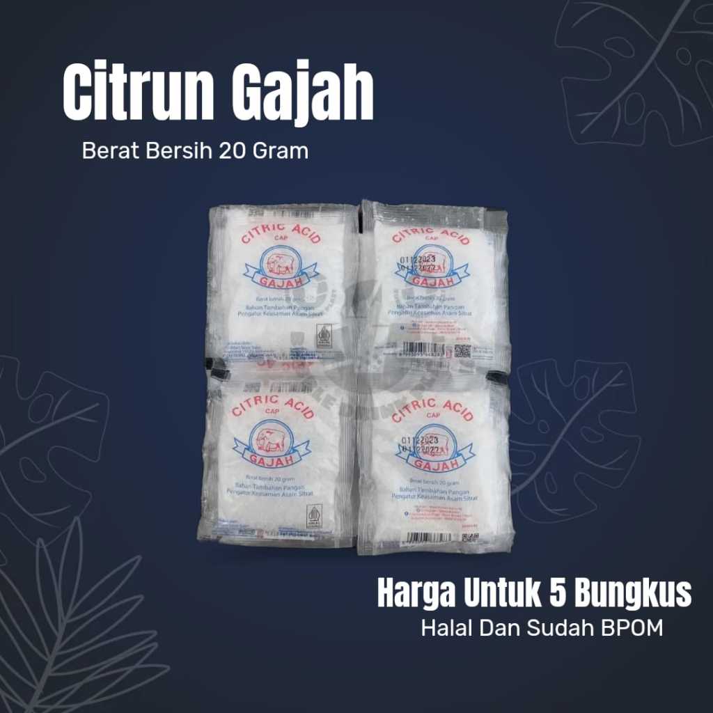 Jual Citrun Cap Gajah 20gr Isi 5 Bungkus / Citrun Acid / Asam Sitrat ...