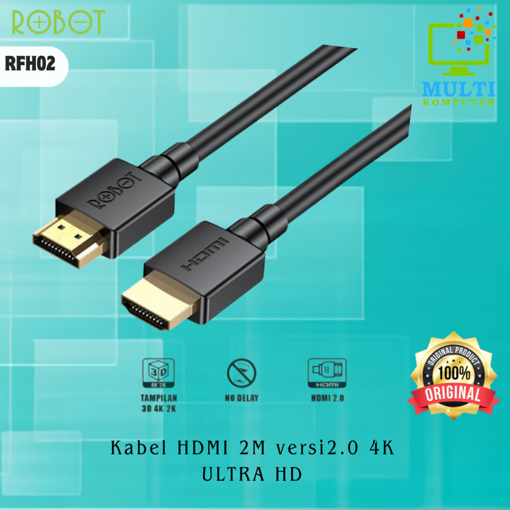 Jual Kabel HDMI ROBOT RFH02 2M versi2.0 4K ULTRA HD | Shopee Indonesia