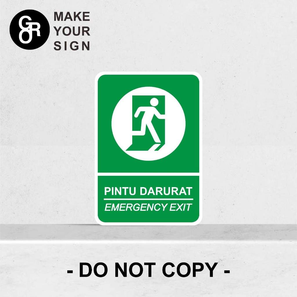 Jual Rambu Sign Plat Alumunium/Plang/Lalu Lintas Pintu Darurat Emergency Exit 35cm x 50cm ...