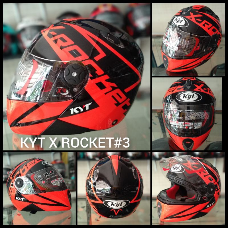 Jual HELM KYT X ROCKET BLACK RED M, L | Shopee Indonesia