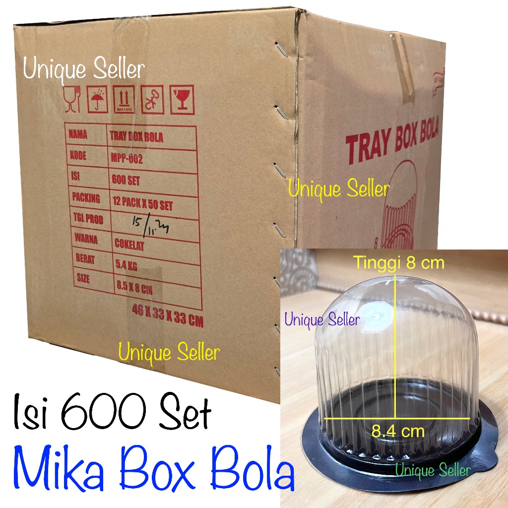 Jual [1Dus] Mika Bola Bulat Diameter 8.4 cm Tinggi 8 cm / Mika Cake ...