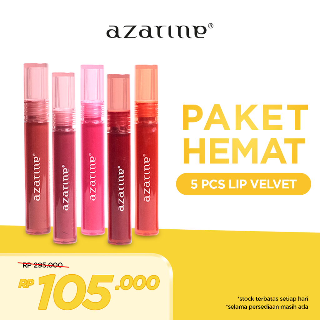 Jual [ 5 PCS] Azarine Velvety Lippie Cream Lightweight Lip Velvet Lip ...