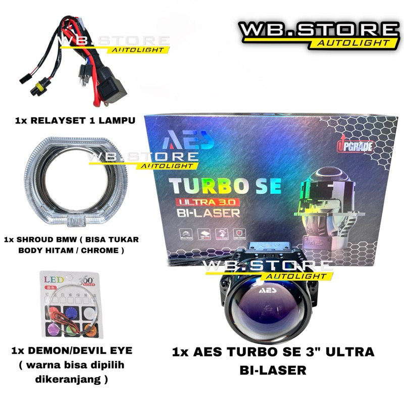Jual PAKET BILED AES TURBO SE inch ULTRA BI-LASER 75 WATT AES TURBO SE ...