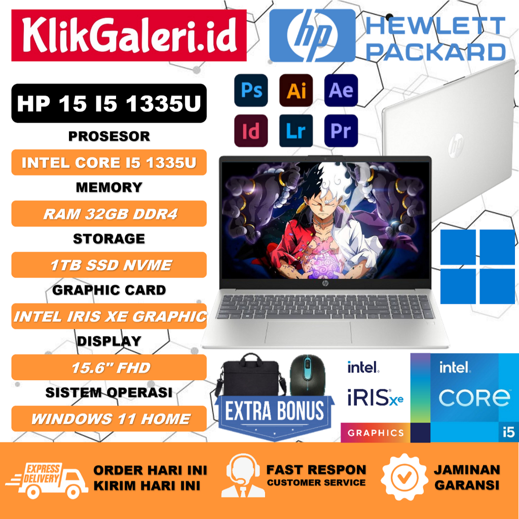 Jual Laptop HP Slim 15 Intel Core i5 1335U RAM 32GB 1TB SSD 15.6 FHD ...