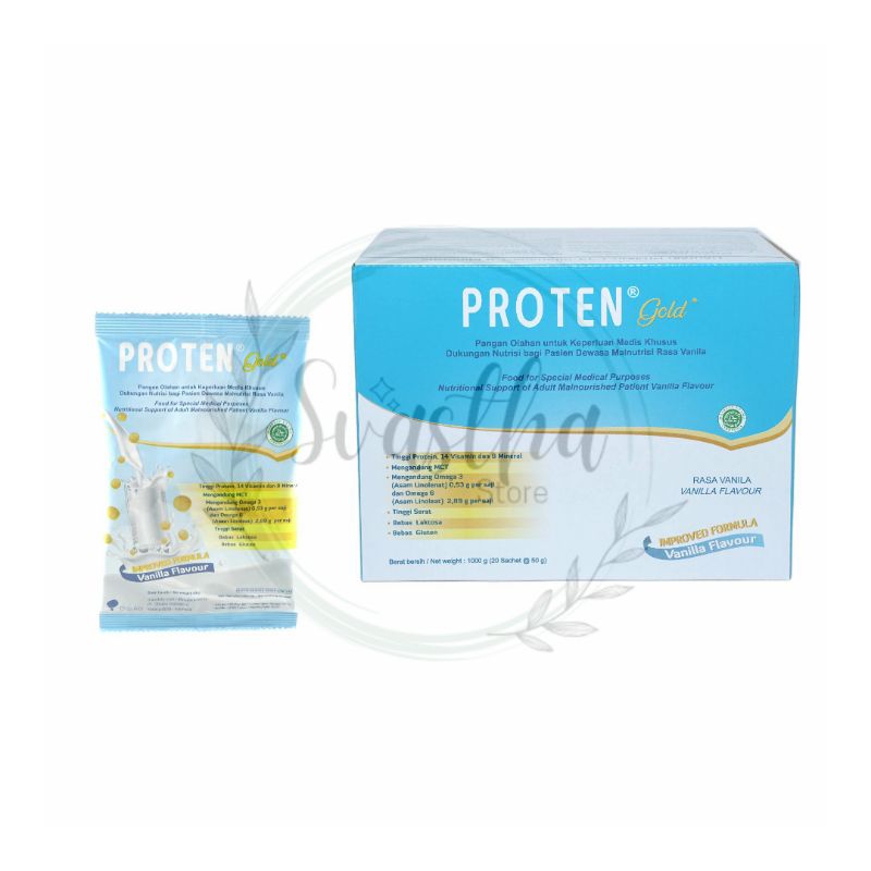 Jual PROTEN GOLD VANILA/COKELAT 1 BOX (20 SACHET) | Shopee Indonesia