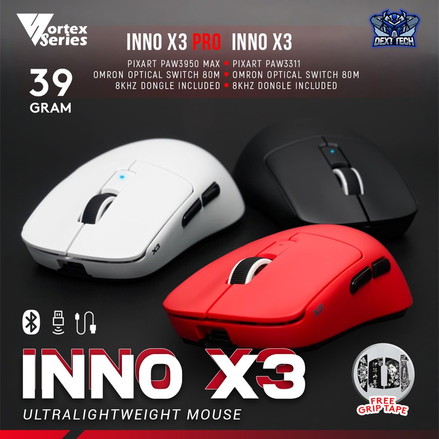 Jual VortexSeries INNO X3 - X3 PRO Ultra LightWeight Wireless Tri Mode Gaming Mouse | Shopee ...
