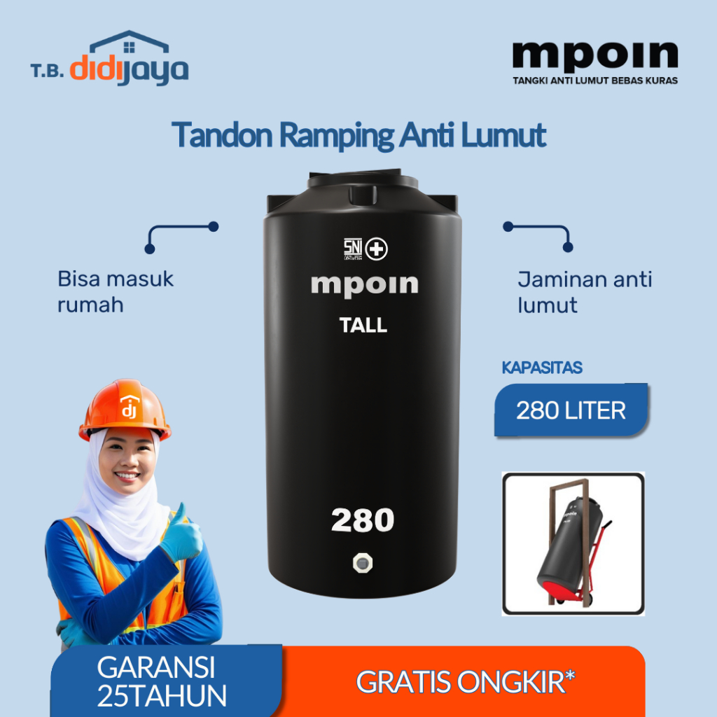 Jual Tandon Air MPOIN Tall 280 Toren Air Tangki Air Ada Kakinya 280 ...