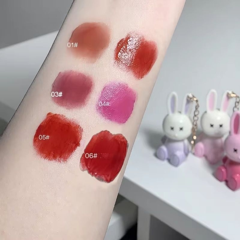 Jual Gege Bear Lipstik Glossy Gantungan Kunci Kelinci Lip cream Velvet Bunny Portabel Gantungan ...