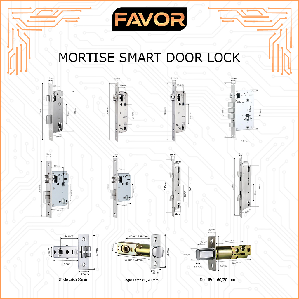 Jual FAVOR Mortise Smart Door Lock Swing - Sliding - Deadbolt ...