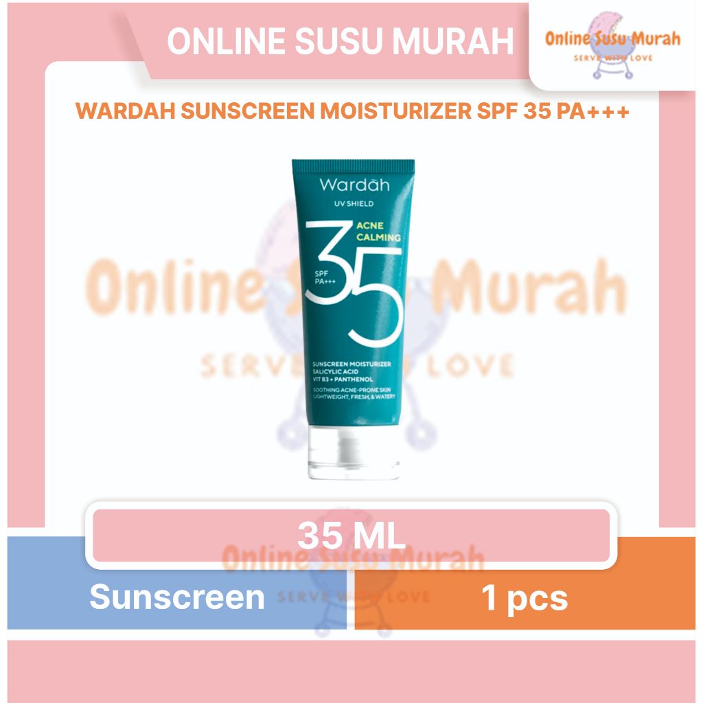 Jual WARDAH UV SHIELD ACNE CALMING SUNSCREEN MOISTURIZER SPF 35 PA+++ 35 ML PRLA | Shopee Indonesia