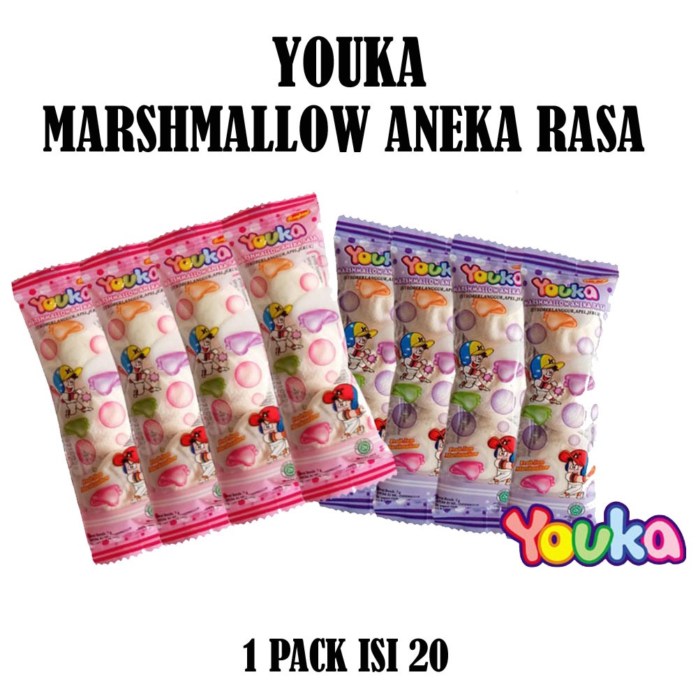 Jual YOUKA MARSHMALLOW ANEKA RASA PACK ISI 20 | Shopee Indonesia