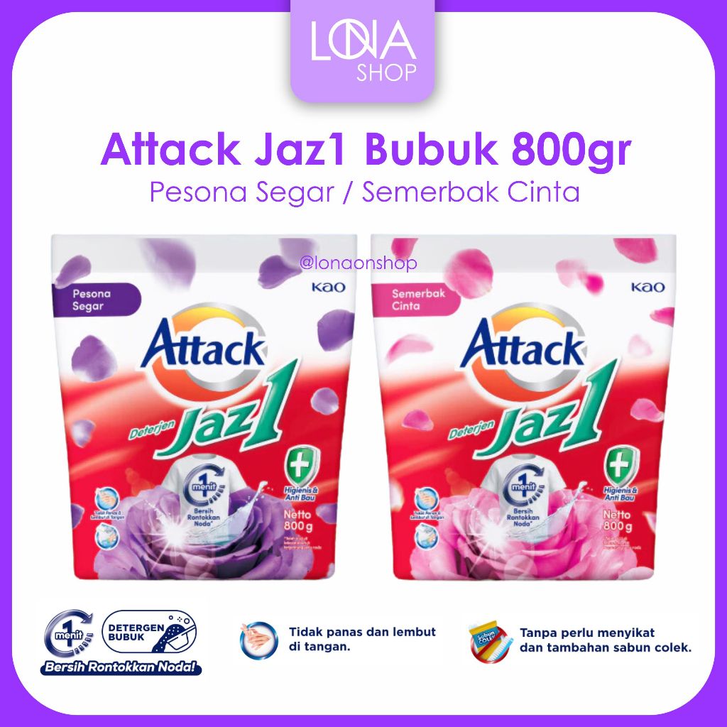 Jual Attack Jaz1 Deterjen Bubuk 800gr Semerbak Cinta / Pesona Segar ...