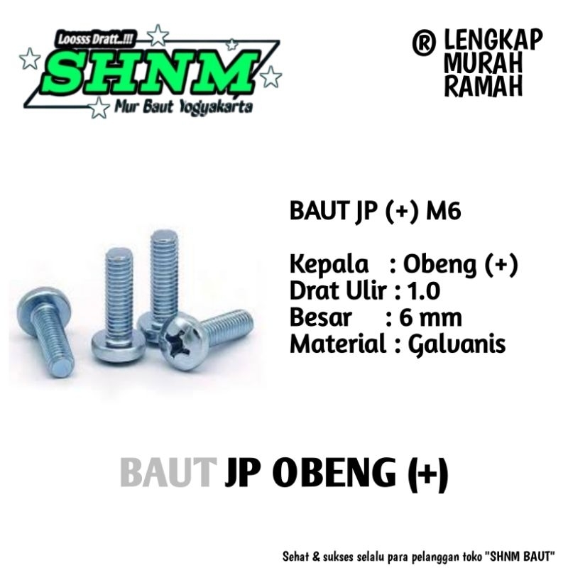 Jual Baut JP/JF M6X12 (1.2 cm) Kepala Obeng (+) | Shopee Indonesia
