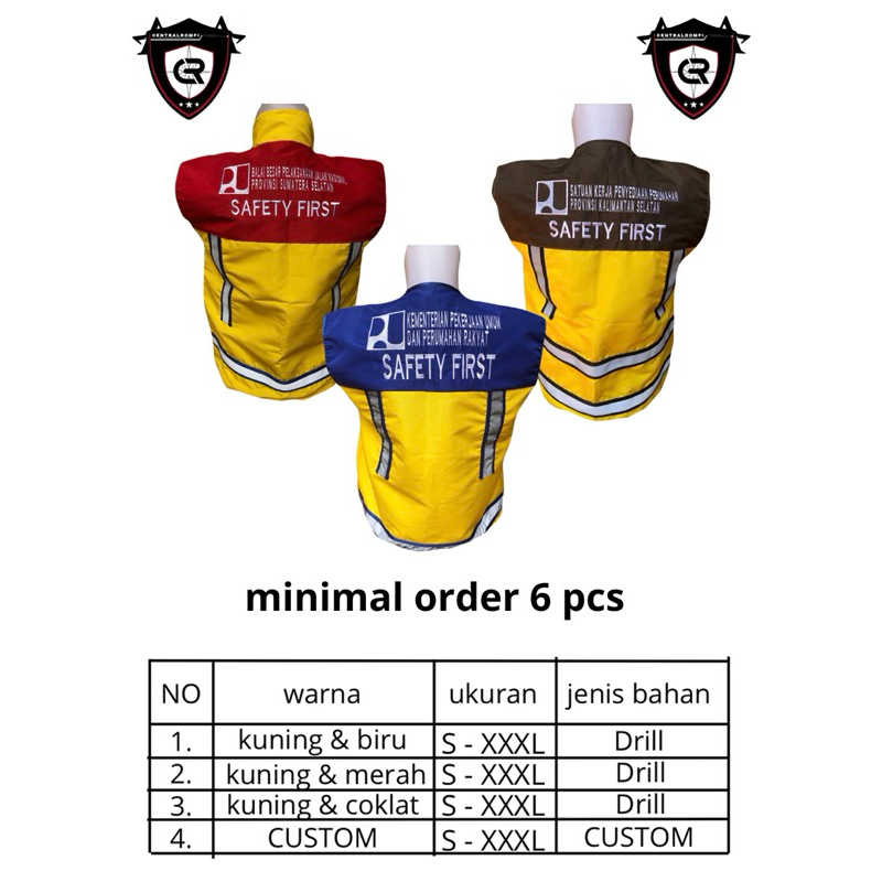 Jual Rompi dinas PU | Pupr Safety Proyek Kerja Lapangan bahan drill ...