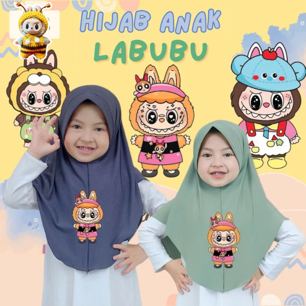 Jual Jilbab Anak Muslim hijab Anak Bayi Labubu // Hijab Labubu Anak ...