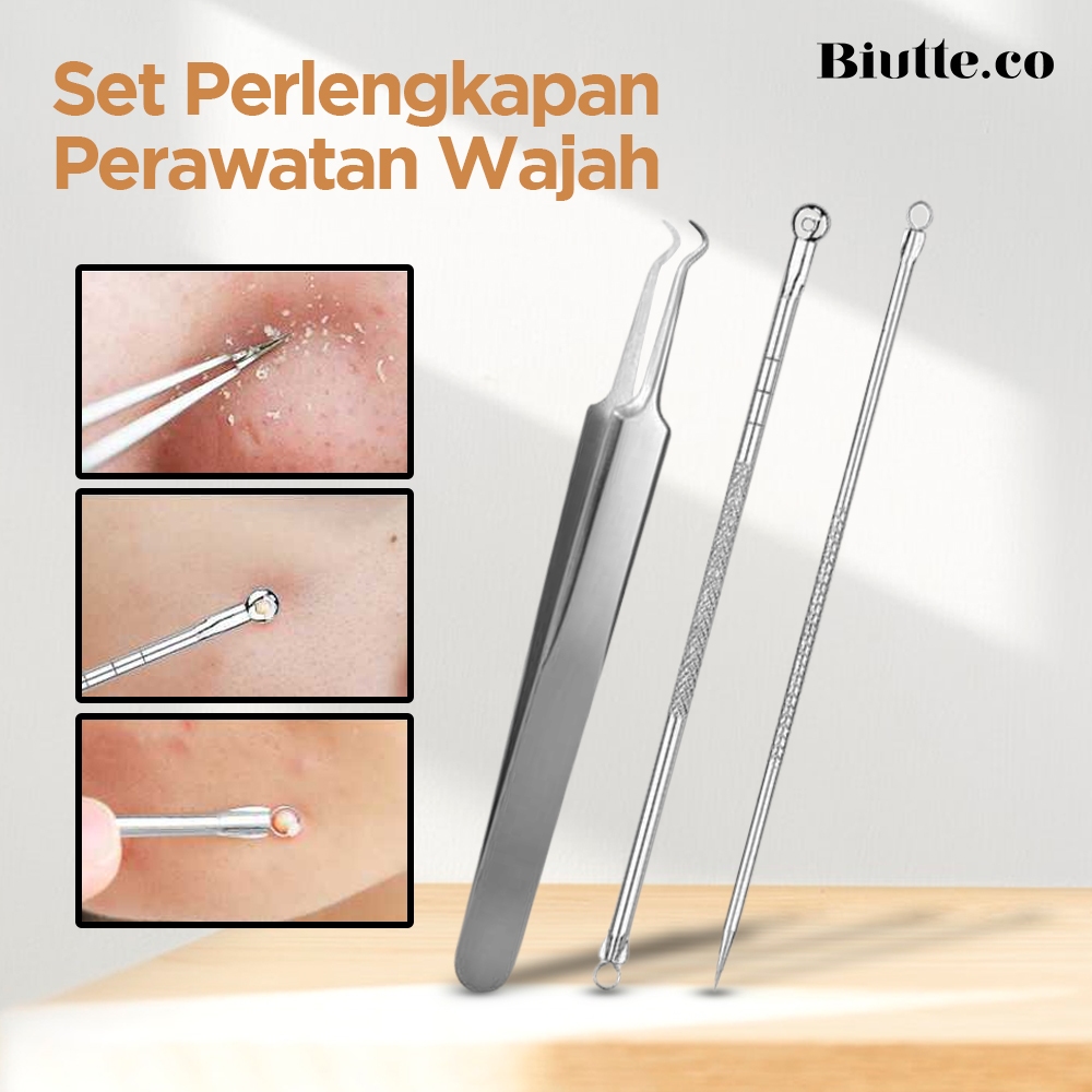 Jual Set Alat Pencet Pinset Jepit komedo Pencetan jerawat Facial Wajah ...