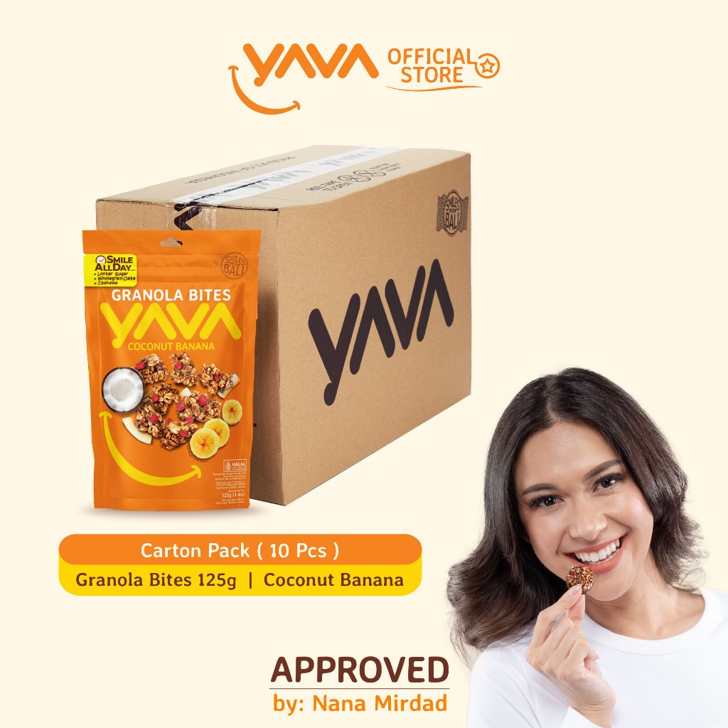 Jual YAVA Carton Pack Granola Bites Coconut Banana ( 10 x 125g ...