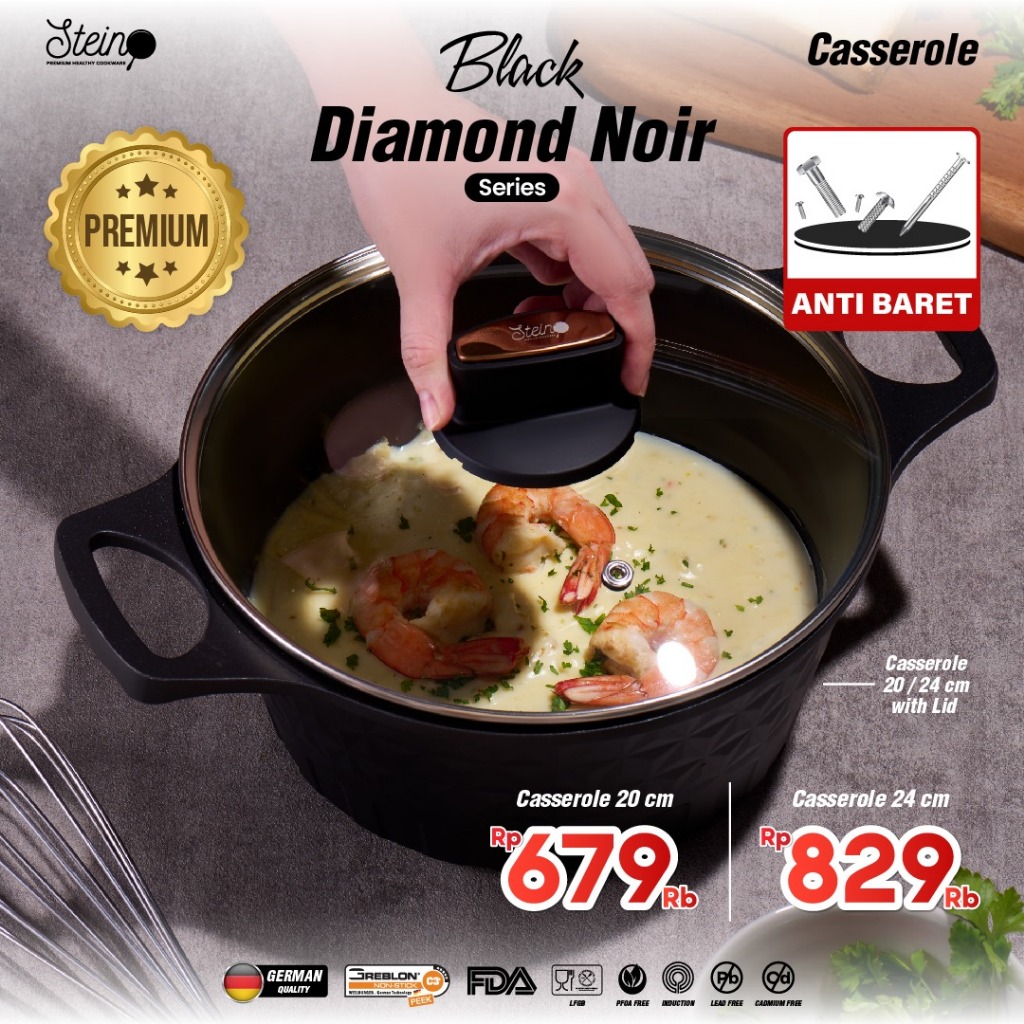 Jual Steincookware Stein Diamond Noir Black Series Casserole 24 cm ...