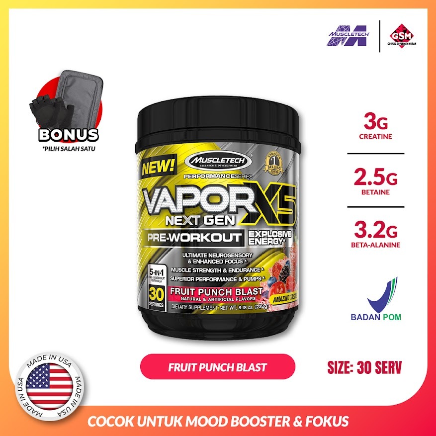 Jual Pre Workout PWO Muscletech Next Gen VaporX5 30 Serving Suplemen ...