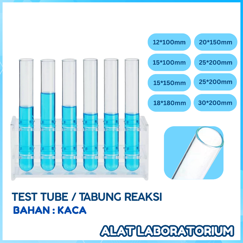Jual TABUNG REAKSI KACA TANPA SKALA / GLASS TEST TUBE WITHOUT SCALE 20* ...