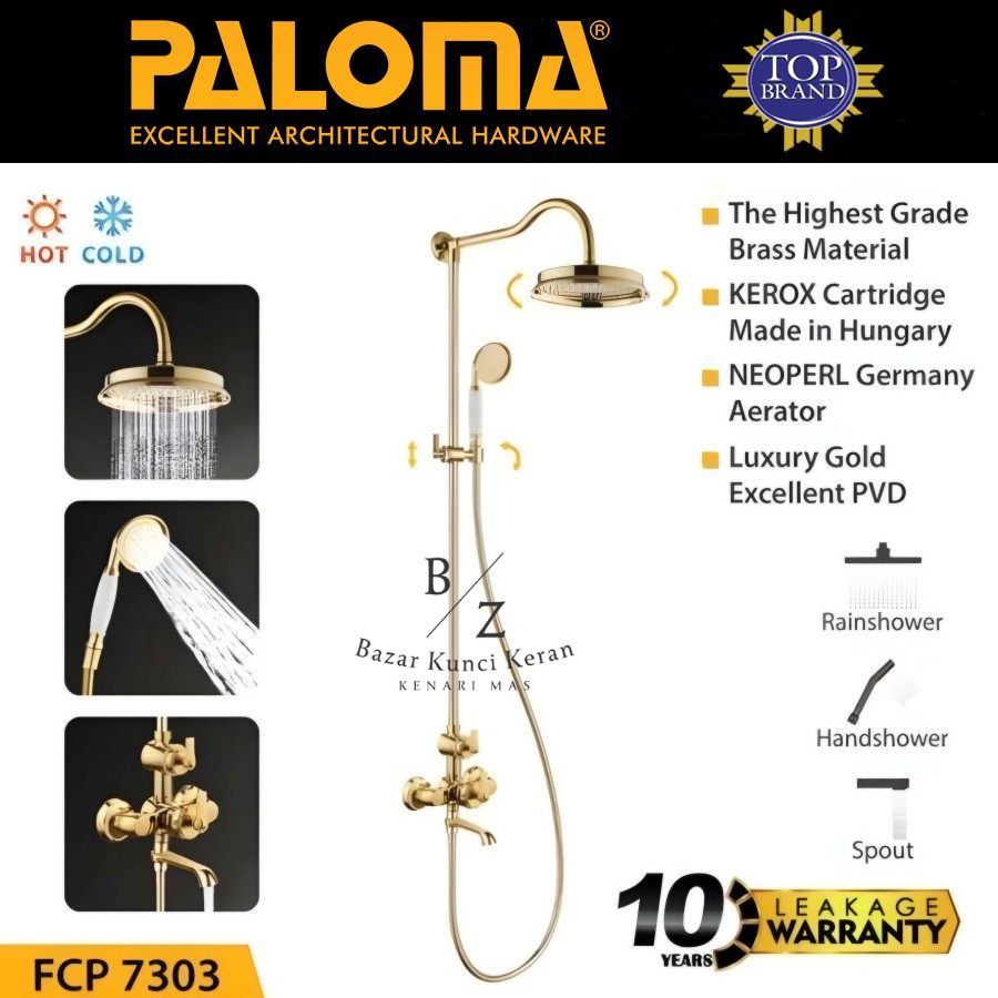 Jual PALOMA FCP 7303 Shower Mixer Kran Air Kamar Mandi Kepala Pancuran Set Antik Gold | Shopee ...