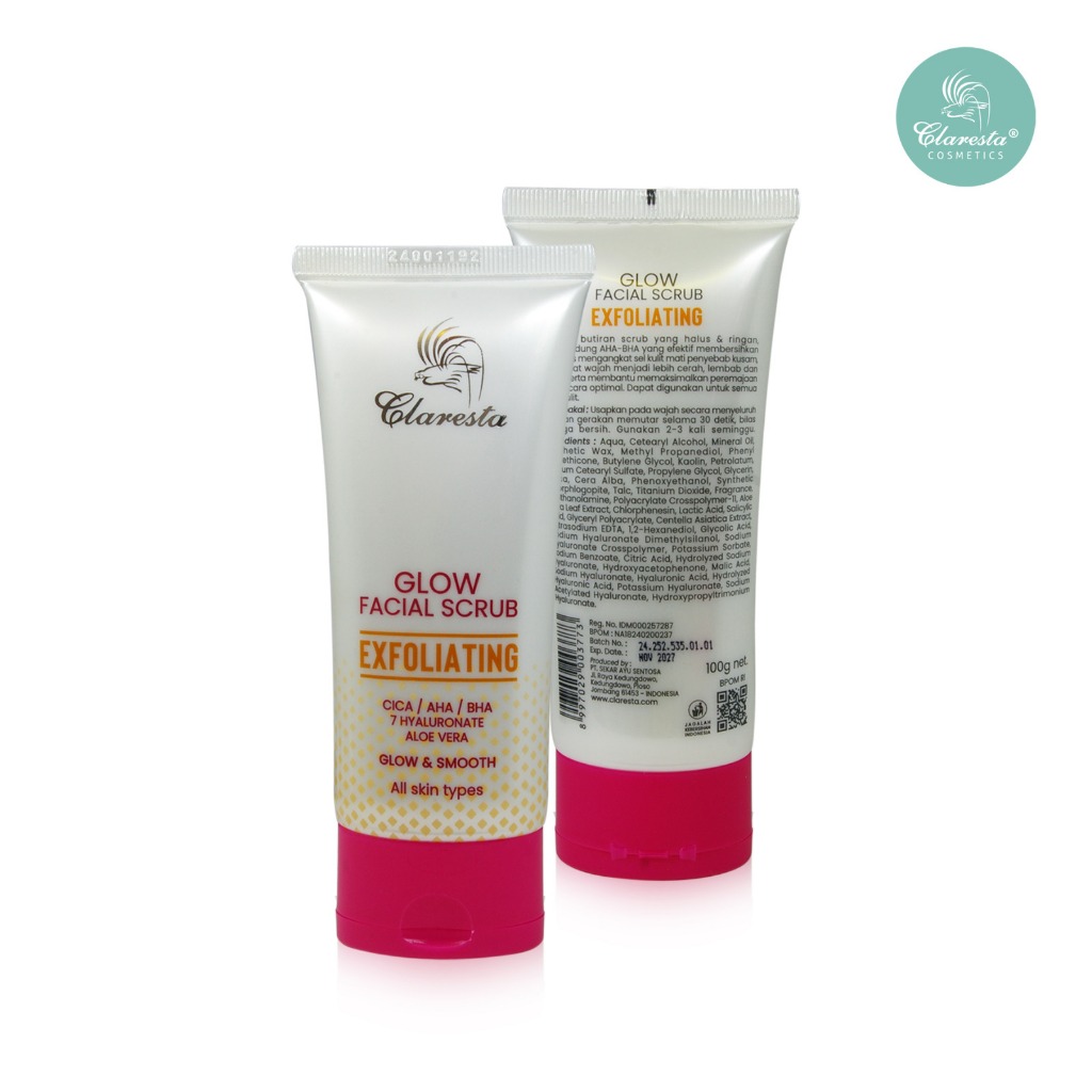 Jual Claresta Glow Facial Scrub Exfoliating untuk Mengangkat Sel Kulit ...
