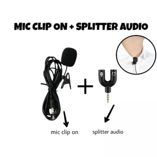 Jual Mic Clip On + Audio Splitter - Microphone With Clip + Splitter U ...