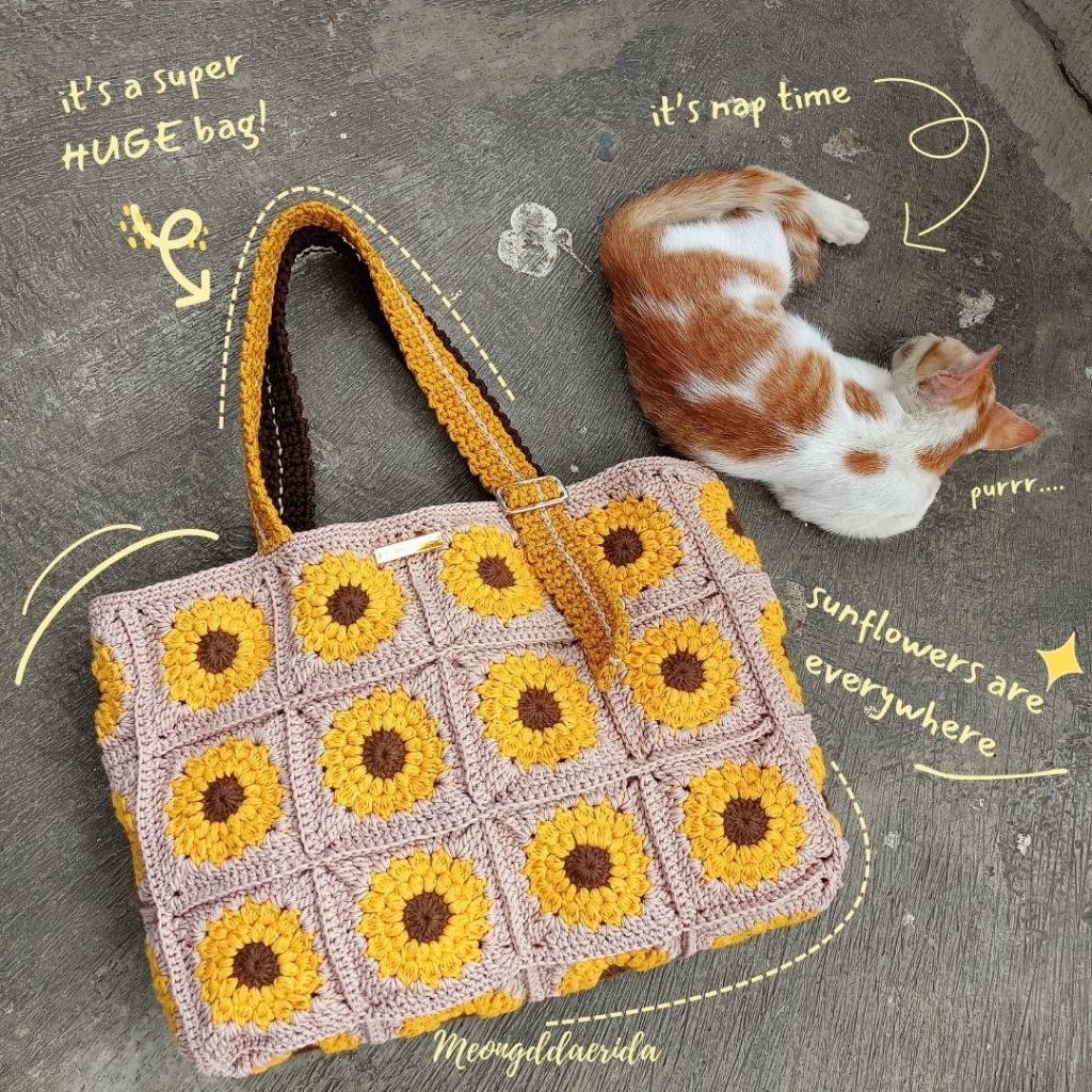 Jual Sunflowers Big Bag | Tas Rajut Besar Motif Bunga Matahari ...