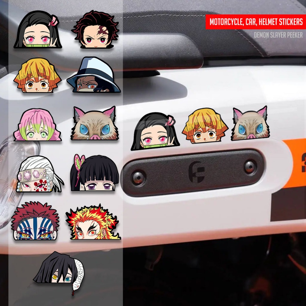 Jual Sticker Anime Demon Slayer Peeker Helm Motor Mobil vespa nmax pcx ...