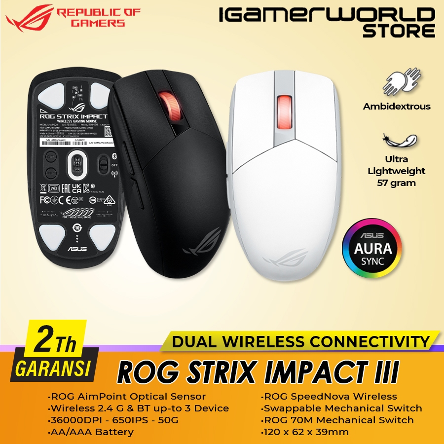 Jual ASUS ROG Strix Impact III Wireless 2.4G Bluetooth Gaming Mouse ...