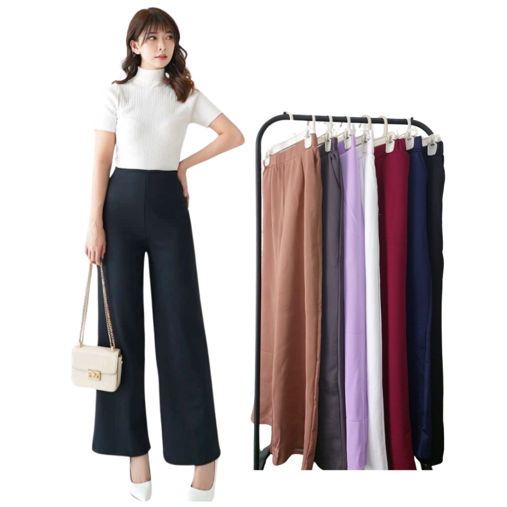 Jual NHM Celana Kulot Scuba HITAM, Kulot Polos Scuba Premium | Shopee ...