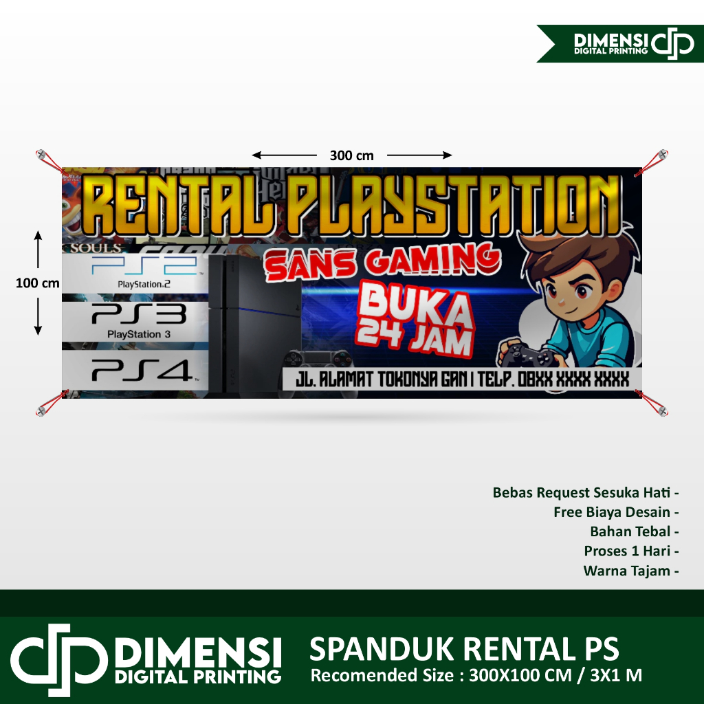 Jual Spanduk rental ps / spanduk keperluan usaha rental ps / spanduk ...