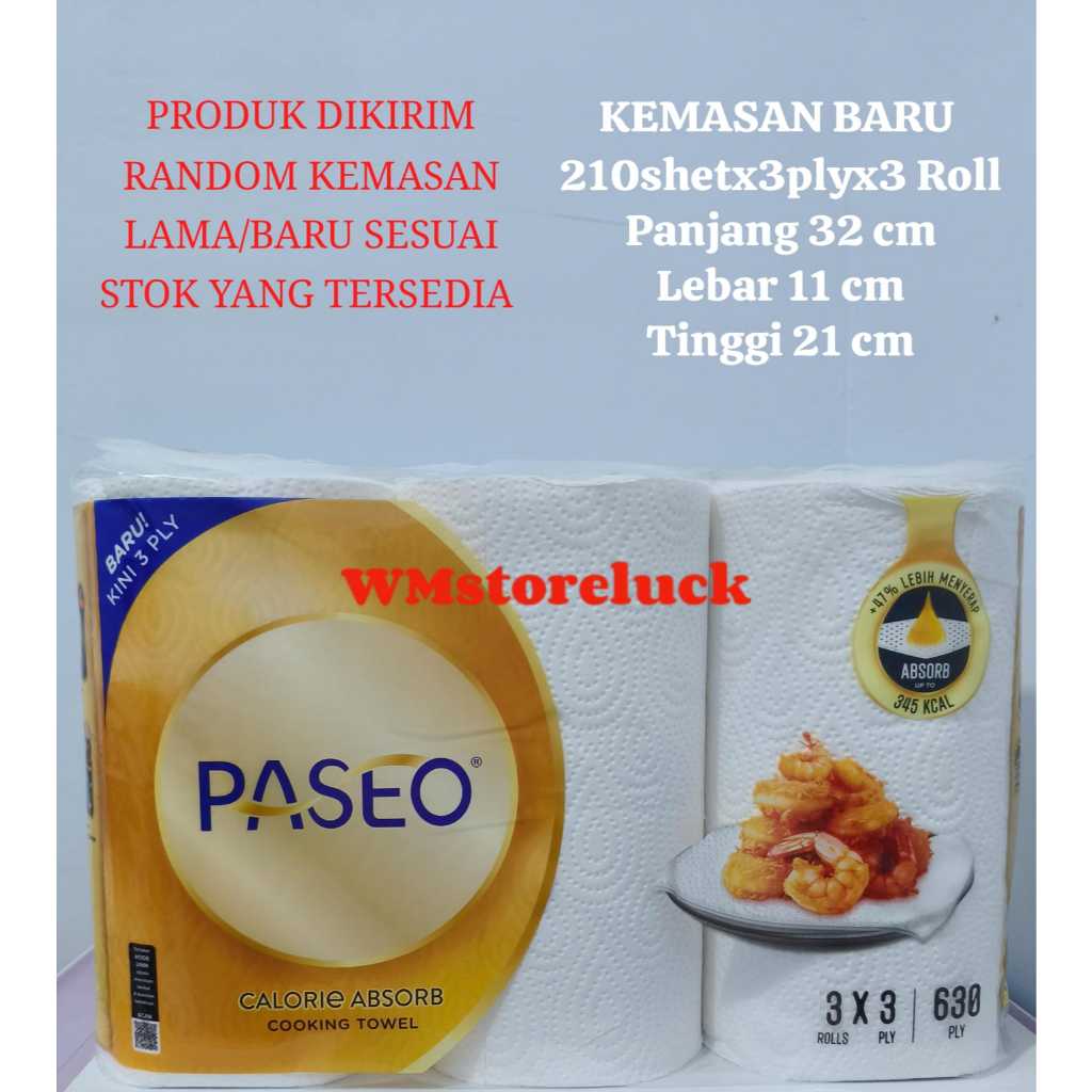 Jual 1 PCS tissue paseo kitchen towel 3 roll | tisue tisu dapur calorie ...