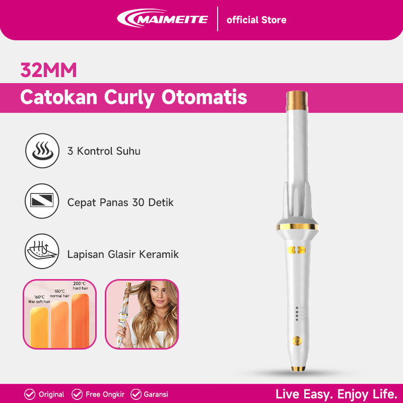Jual MAIMEITE Catokan Rambut Ceramics 32mm Catokan Curly Otomatis Curly Rambut Curling Iron ...